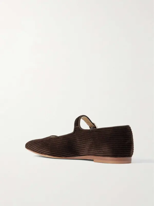 Le Monde Beryl Corduroy Mary Jane Ballet Flats - Brown