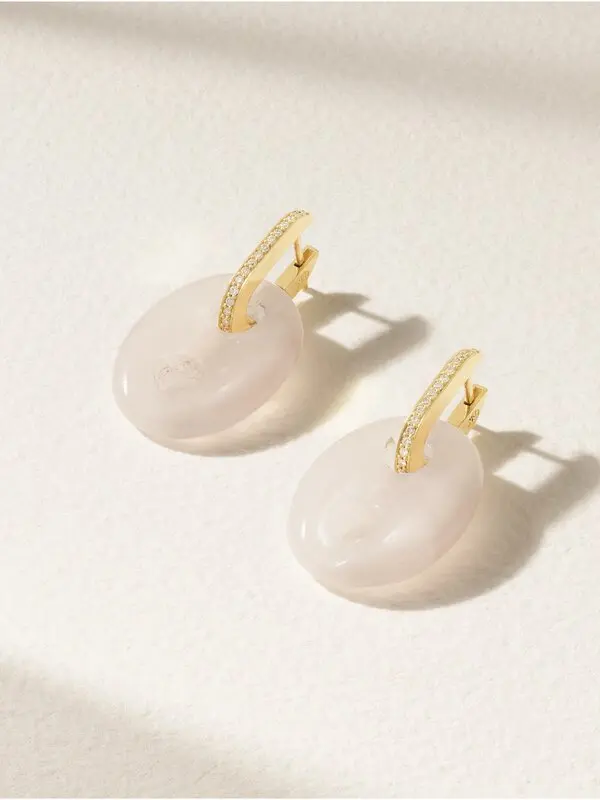 JENNA BLAKE Stone Mariner Link Hoop Earrings - White