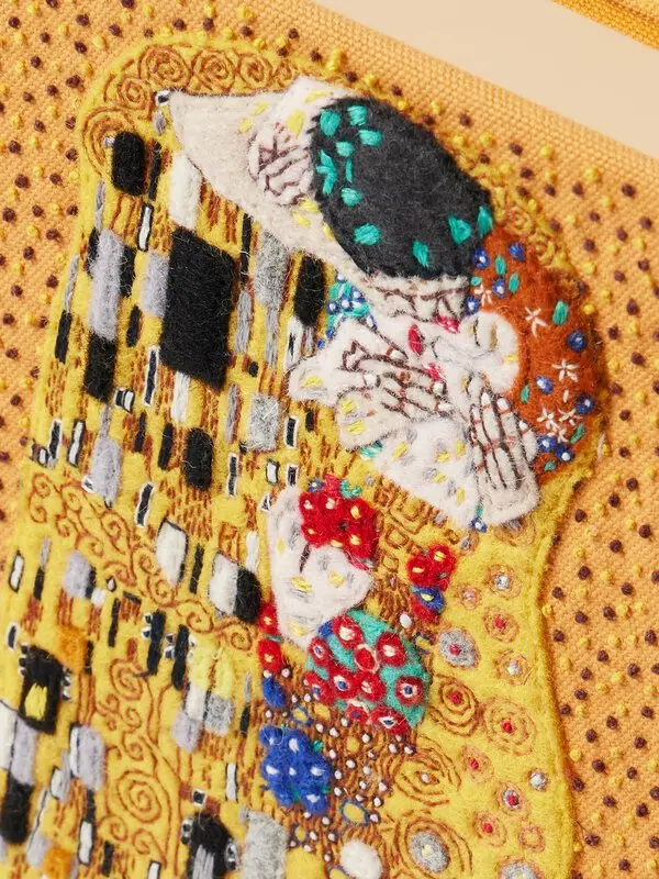 OLYMPIA LE-TAN - Olympia Le-Tan The Kiss Klimt Embroidered Appliquéd Canvas Clutch