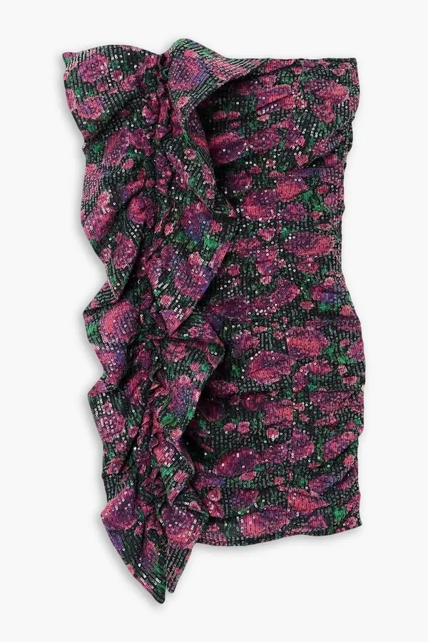 ROTATE BY BIRGER CHRISTENSEN Layla Strapless Sequined Floral-print Mini Dress