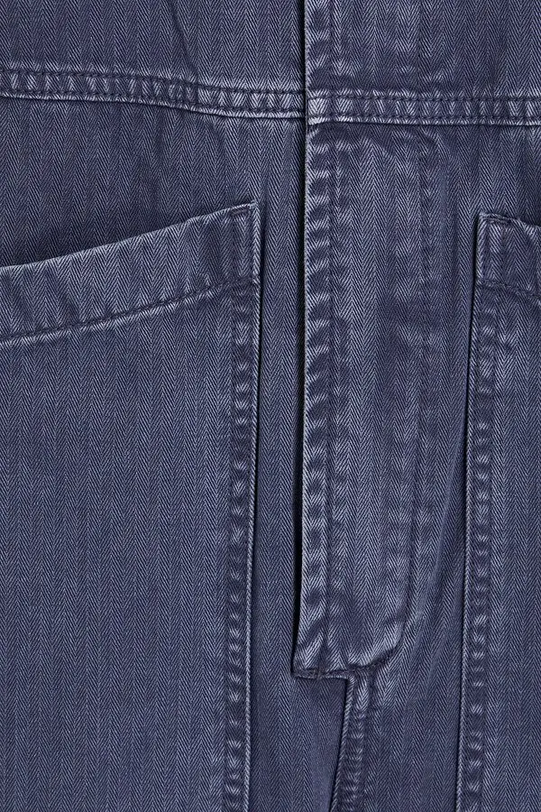 ALEX MILL Cropped Herringbone Cotton Jumpsuit - Navy