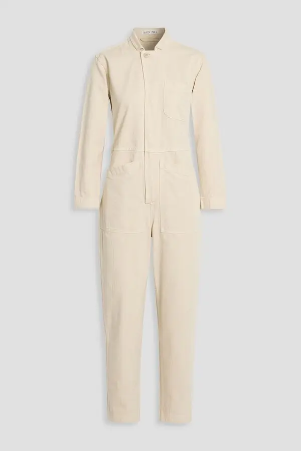 ALEX MILL Standard Cropped Herringbone Cotton Jumpsuit - Off-white