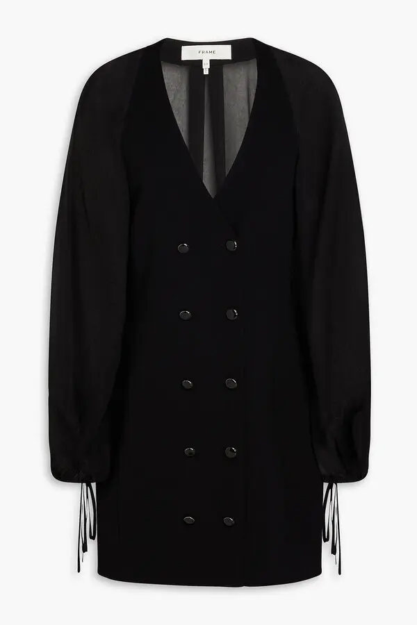 Buy FRAME Crepe And Silk-chiffon Mini Dress - Black At 69% Off |  Editorialist