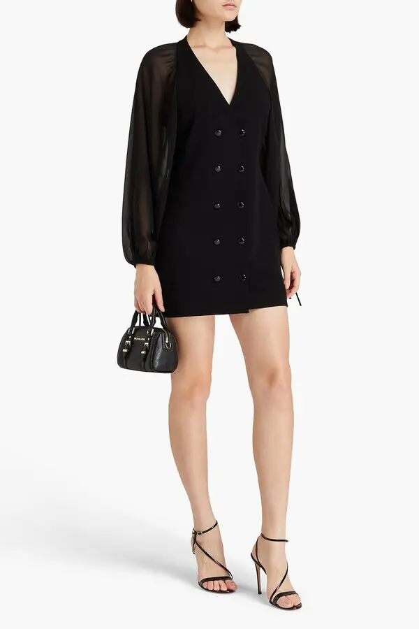 FRAME Crepe And Silk-chiffon Mini Dress