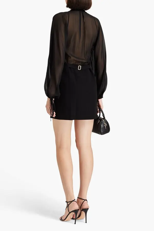 Buy FRAME Crepe And Silk-chiffon Mini Dress - Black At 69% Off |  Editorialist