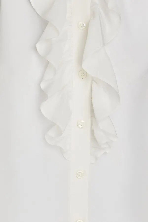 FRAME Ruffled Silk Crepe De Chine Top