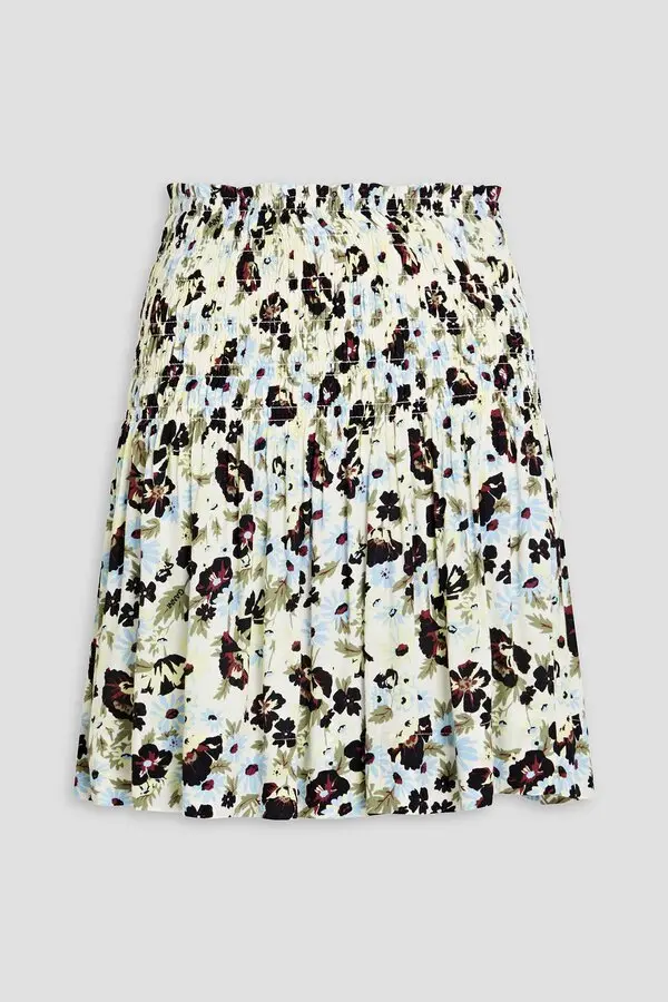GANNI Shirred Floral Mini Skirt