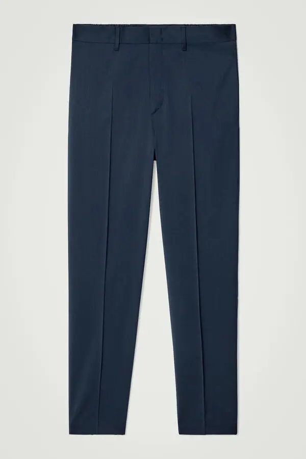 Cos Wool Straight-leg Trousers - Navy