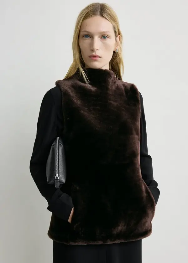 TOTEME Shearling Front Top - Espresso