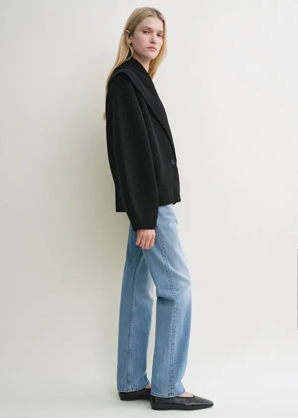 TOTEME Shawl-lapel Heavy Knit Cardigan - Black