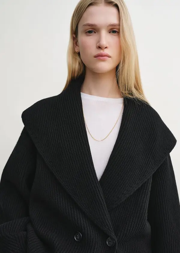 TOTEME Shawl-lapel Heavy Knit Cardigan - Black