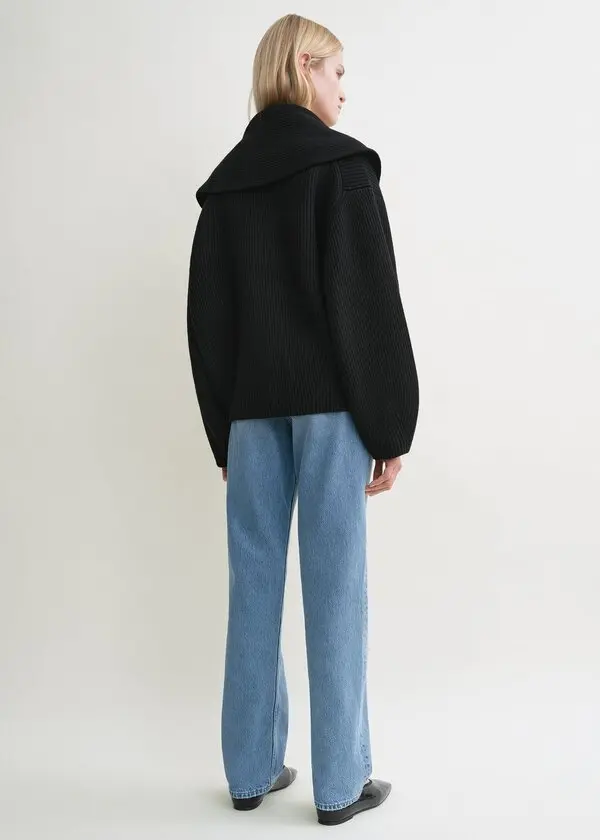 TOTEME Shawl-lapel Heavy Knit Cardigan - Black