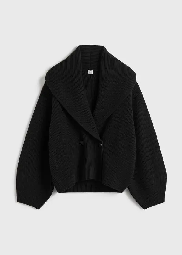 TOTEME Shawl-lapel Heavy Knit Cardigan - Black