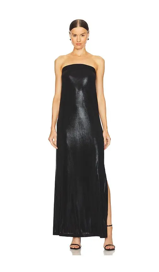 Norma Kamali Strapless Tailored Gown With Slit - Black
