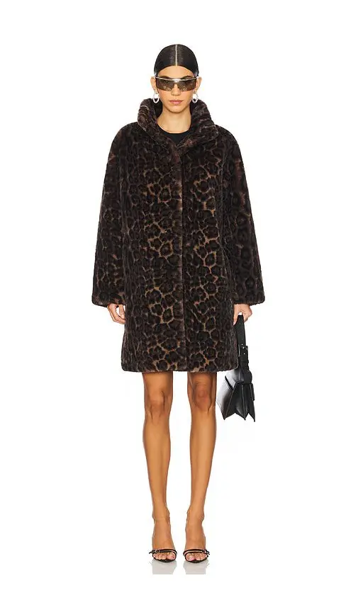Apparis Blair Leopard Mid-length Coat - Dark Leopard