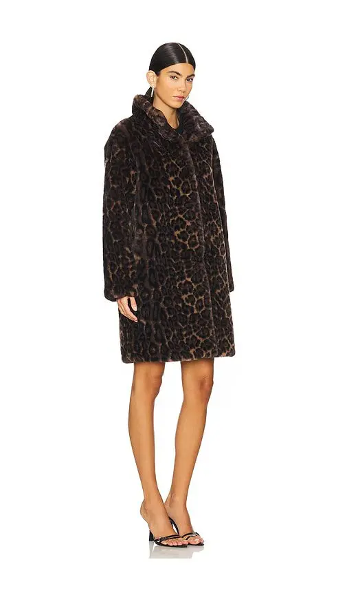 Apparis Blair Leopard Mid-length Coat - Dark Leopard