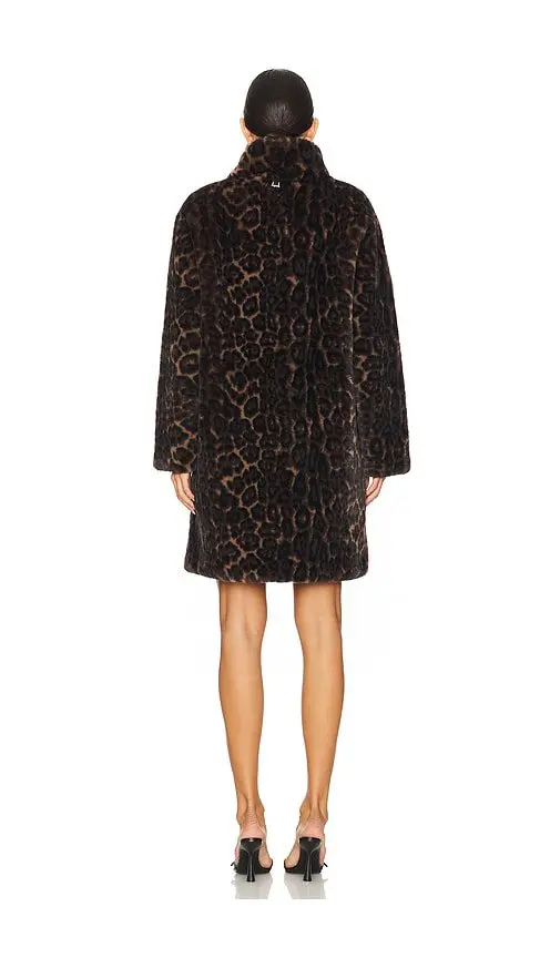 Apparis Blair Leopard Mid-length Coat - Dark Leopard