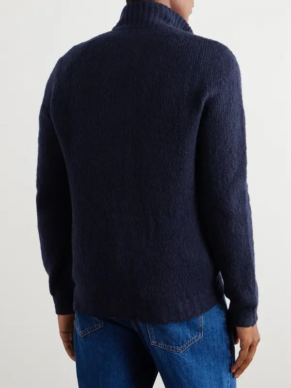 Thom Sweeney Merino Wool-blend Zip-up Cardigan - Blue