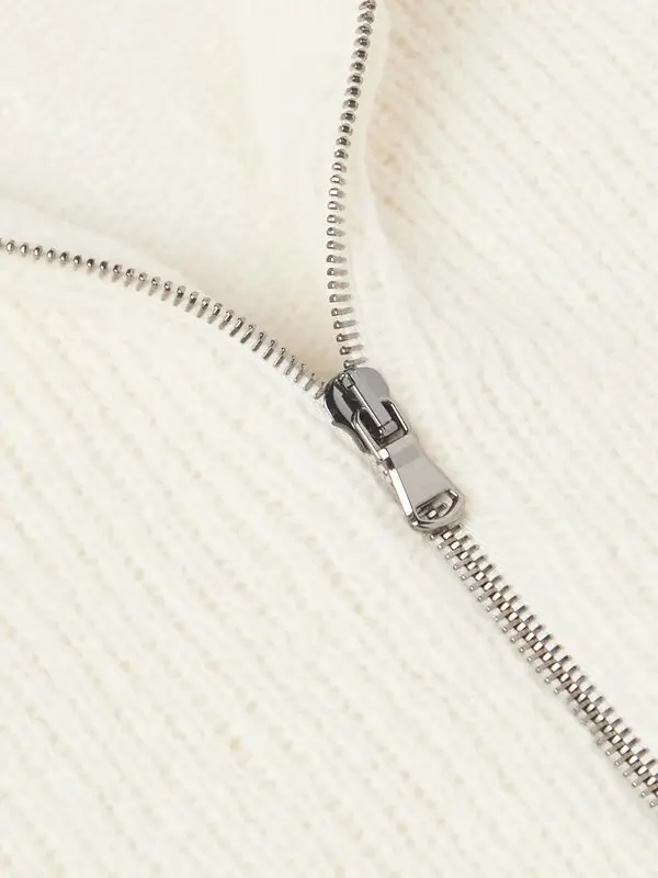 Thom Sweeney Merino Wool-blend Zip-up Cardigan - Neutrals