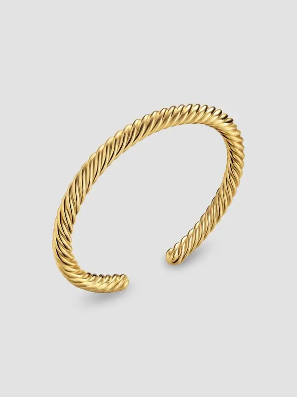 David Yurman Cable Cuff Bracelet In 18k Yellow 6mm