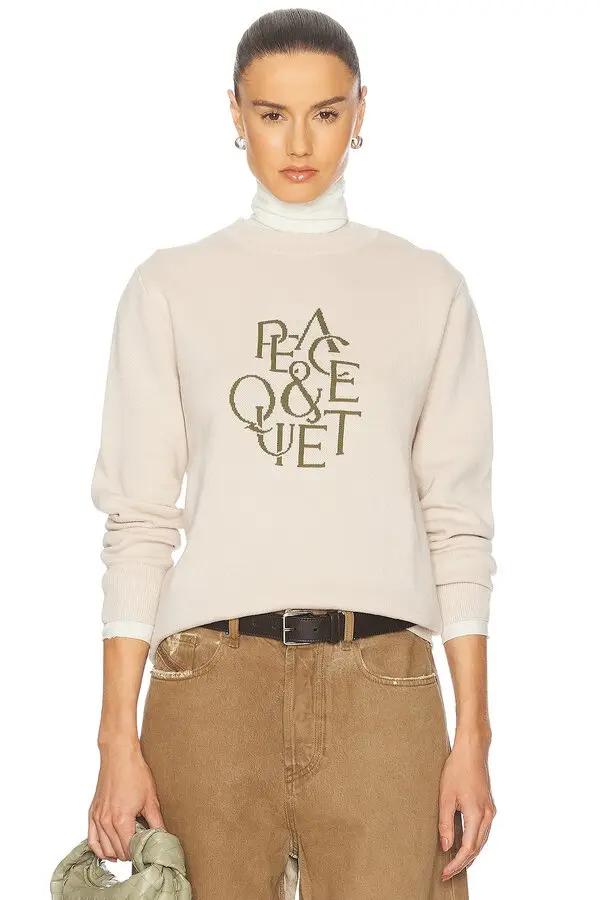 Museum Of Peace & Quiet Serif Jacquard Sweater In Bone - 55% Off 