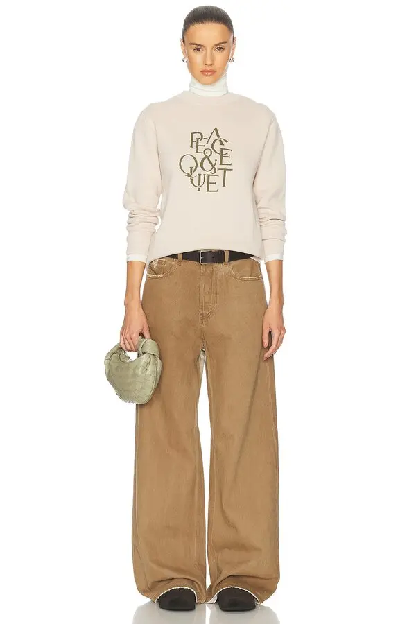 Museum Of Peace & Quiet Serif Jacquard Sweater In Bone - 55% Off