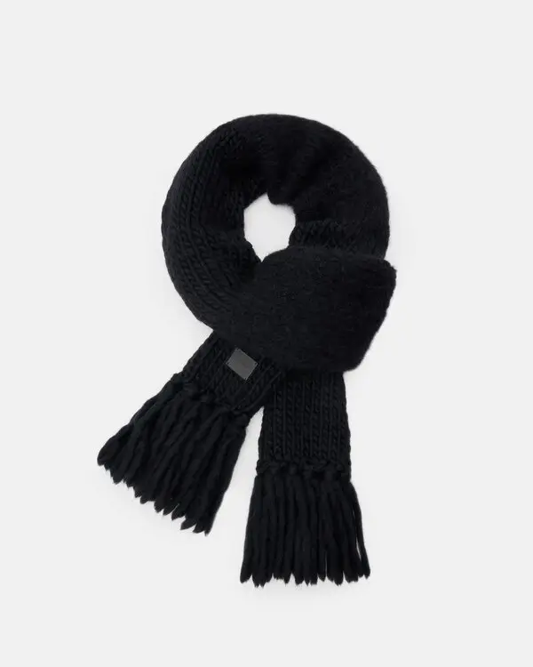 ALLSAINTS Amber Mixed Knitted Scarf - Black