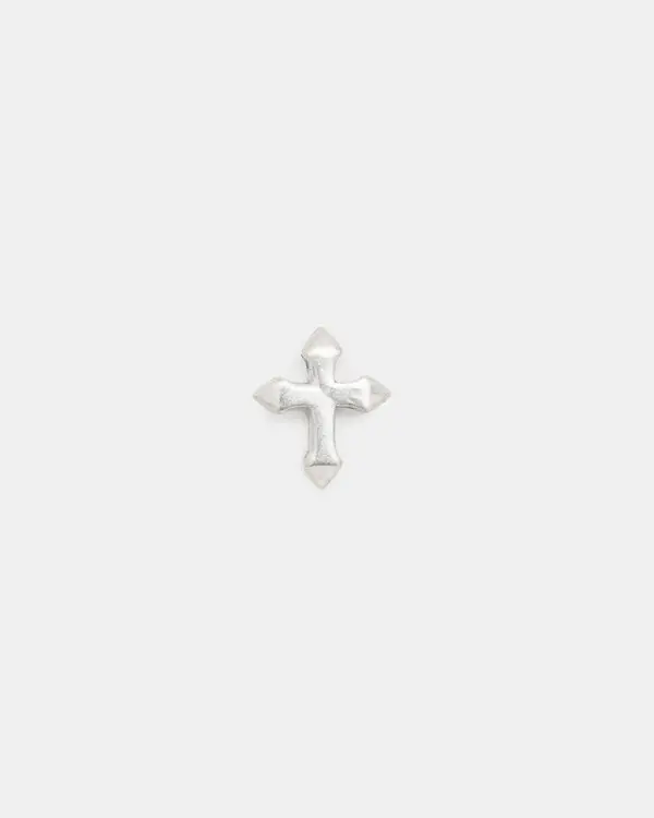 ALLSAINTS Lennox Cross Stud Earring - Warm Silver