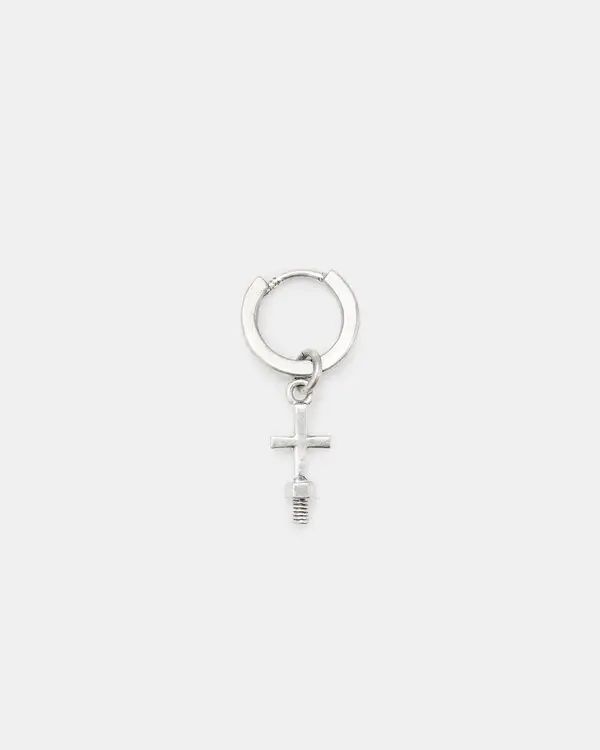 ALLSAINTS Jude Cross Hoop Earring - Warm Silver