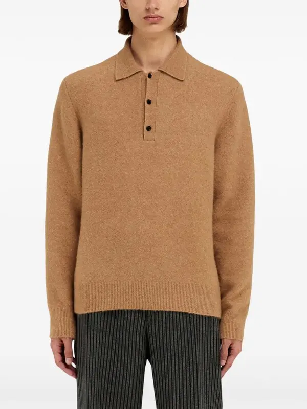 FERRAGAMO Knitted Polo Shirt - Brown