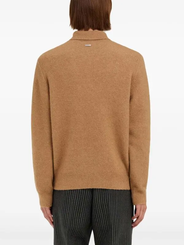 FERRAGAMO Knitted Polo Shirt - Brown
