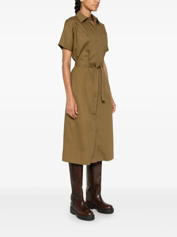 A.p.c. Cotton Twill Shirt Midi Dress - Green