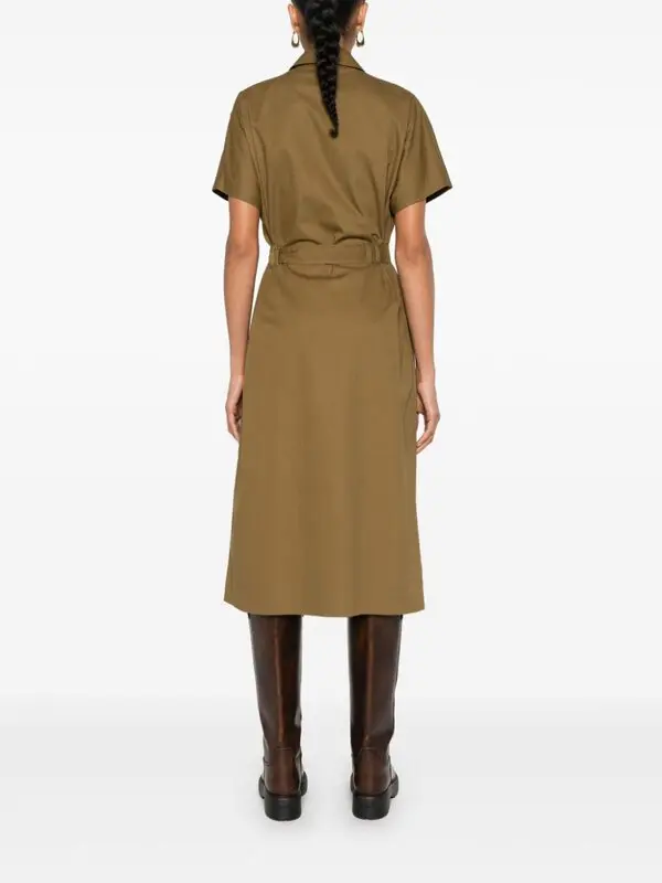 A.p.c. Cotton Twill Shirt Midi Dress - Green