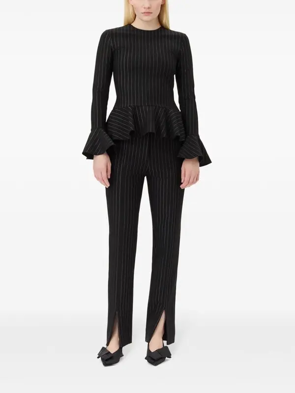 GANNI Pinstriped Peplum Blouse