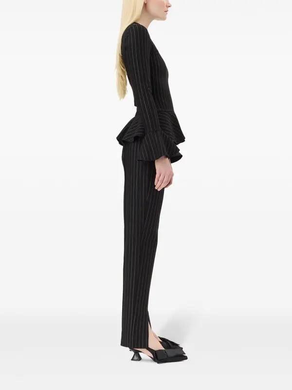 GANNI Pinstriped Peplum Blouse