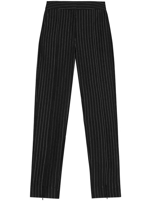 GANNI Striped Mid-rise Trousers - Black