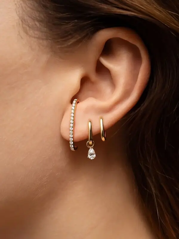 LOEV 14kt White Gold Allday Diamond Ear Cuffs - Silver