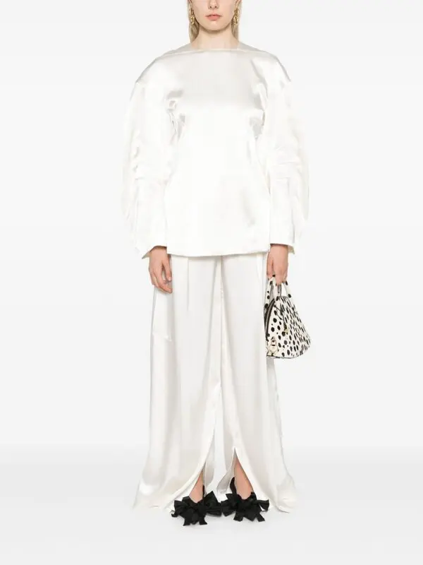 JIL SANDER Pleated Wide Leg Trousers - White