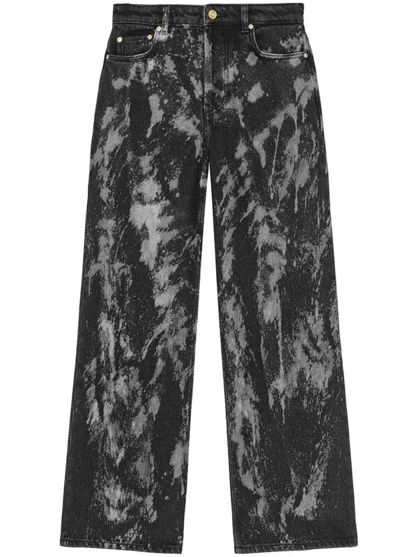 GANNI Painterly-print Palazzo Trousers