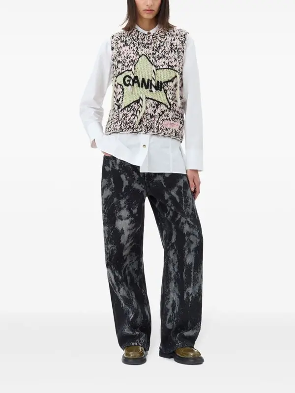 GANNI Painterly-print Palazzo Trousers