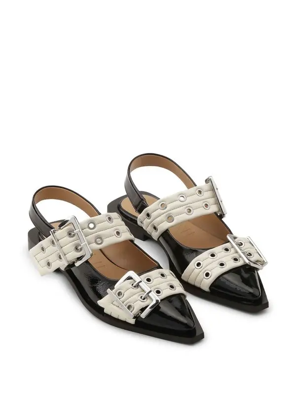 GANNI Buckle-detail Ballet Flats