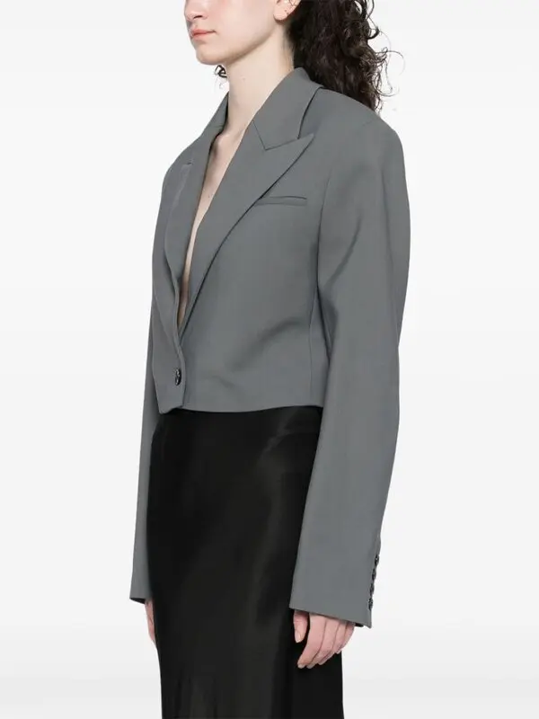 Nanushka Cropped Boxy Fit Blazer In Grey 25% Off Editorialist