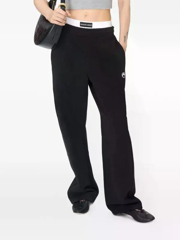 MARINE SERRE Embroidered Fleece Track Pants - Black