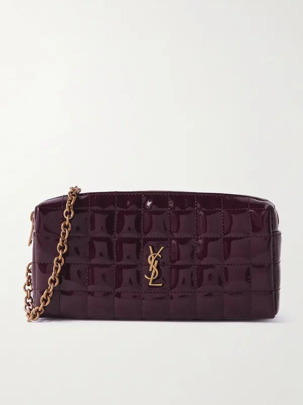 Saint Laurent Cassandre Mini Matelassé Vinyl Clutch - Burgundy