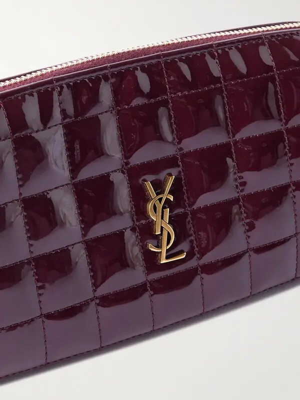 Saint Laurent Cassandre Mini Matelassé Vinyl Clutch - Burgundy