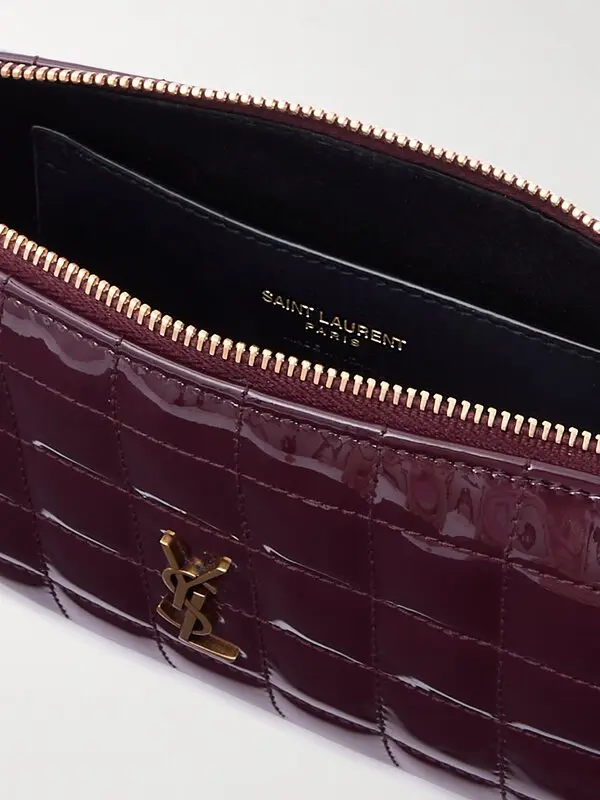 Saint Laurent Cassandre Mini Matelassé Vinyl Clutch - Burgundy