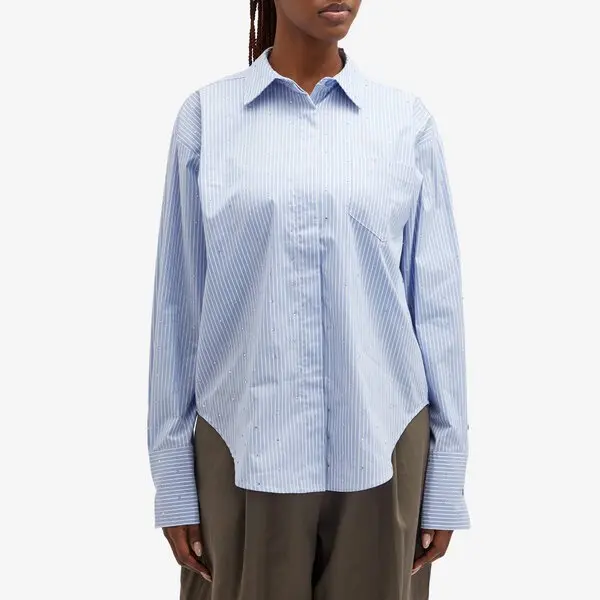 Good American Rhinestone Poplin Shirt