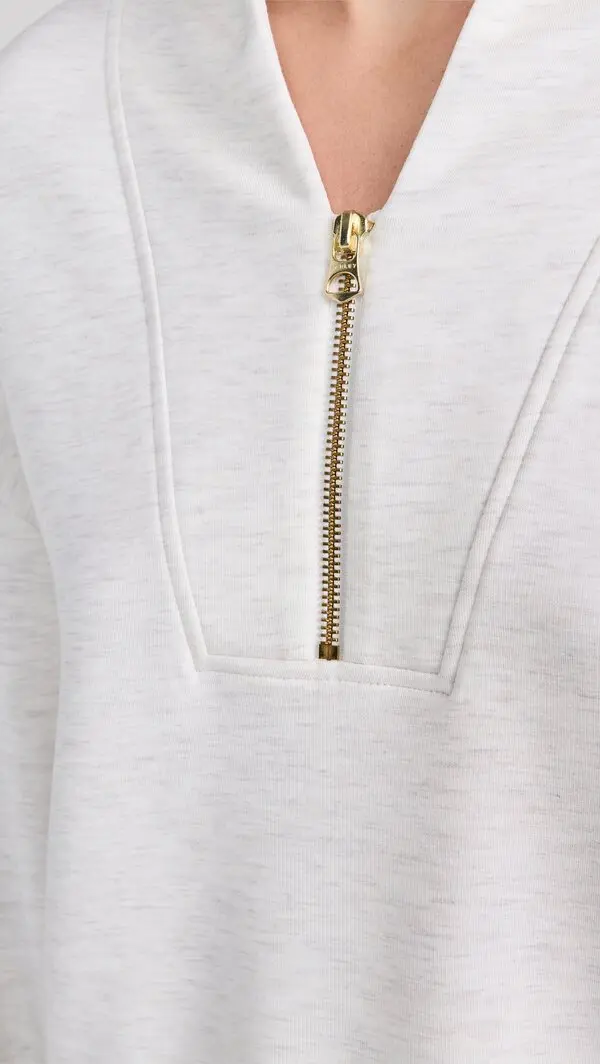 Varley Davidson Quarter Zip Sweatshirt - Ivory Marl