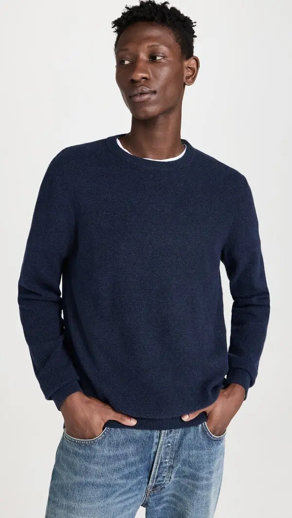 Faherty Brand Jackson Crewneck Sweater - Navy Heather