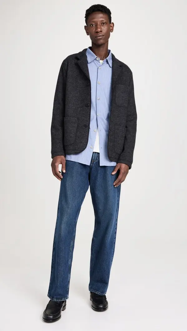 Taylor Stitch Ridgewood Cardigan Jacket In Charcoal Birdseye Wool